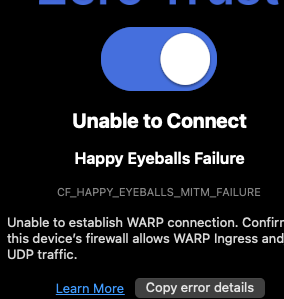 Status: Unable to Connect